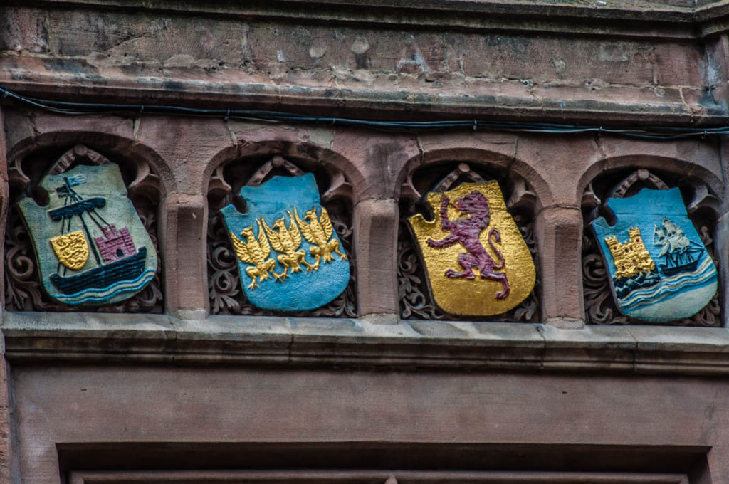 Shields with the arms of the twelve former shires of Wales - HSBC Bank ...