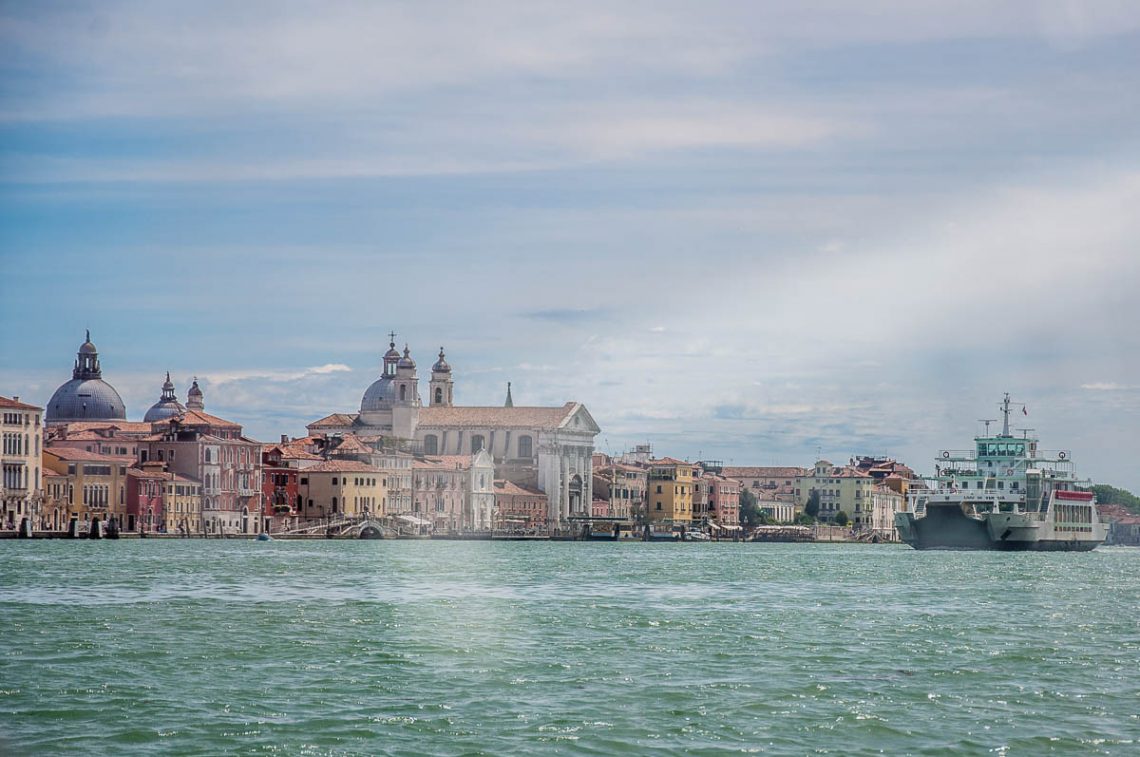 The Fondamenta delle Zattere glimpsed from the window of the ferry ...