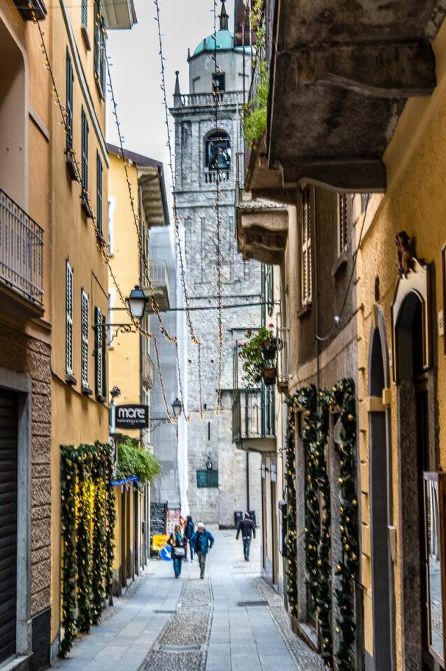 The belltower of the Basilica of San Giacomo in the historic centre of ...